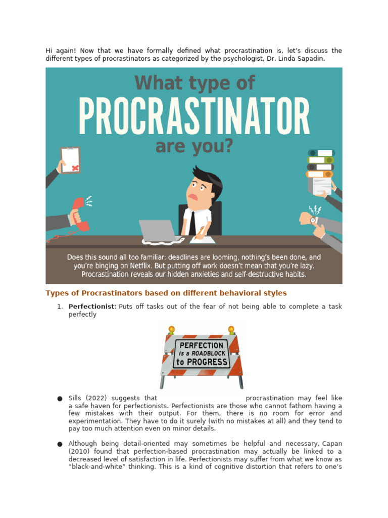 Types of Procrastinators | PDF