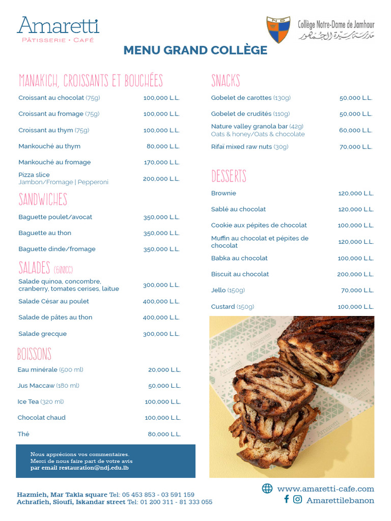 Cafetes GC Amaretti Menu | PDF
