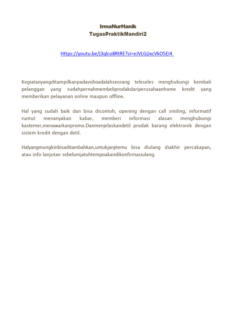 Irma Nur Hanik - Tugas TPM 2-1 | PDF