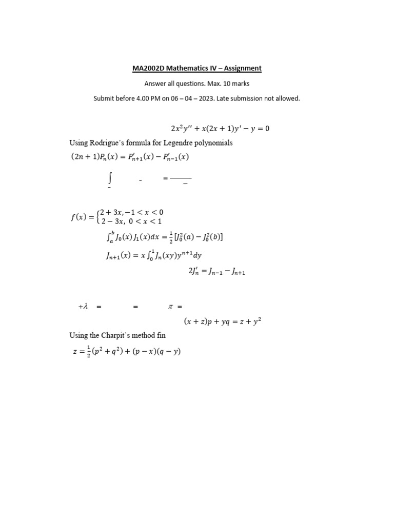 MA2002D Mathematics IV Ass. Problemsqweqw | PDF