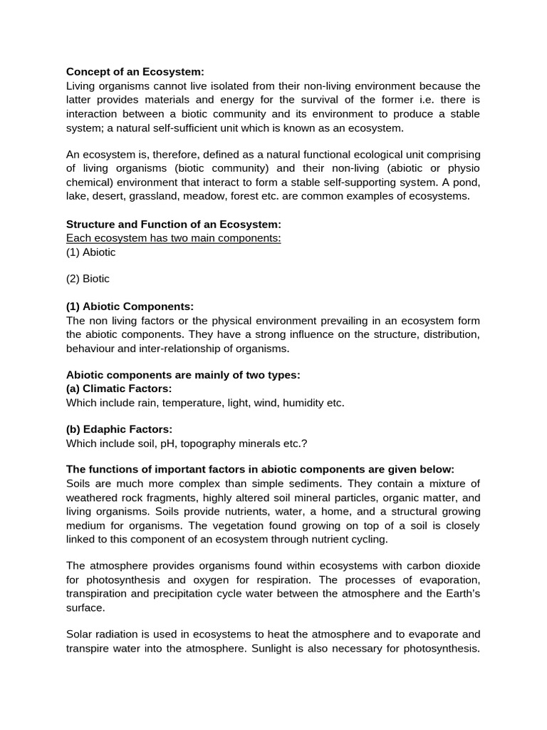 Concept of An Ecosystem | PDF | Ecosystem | Science & Mathematics