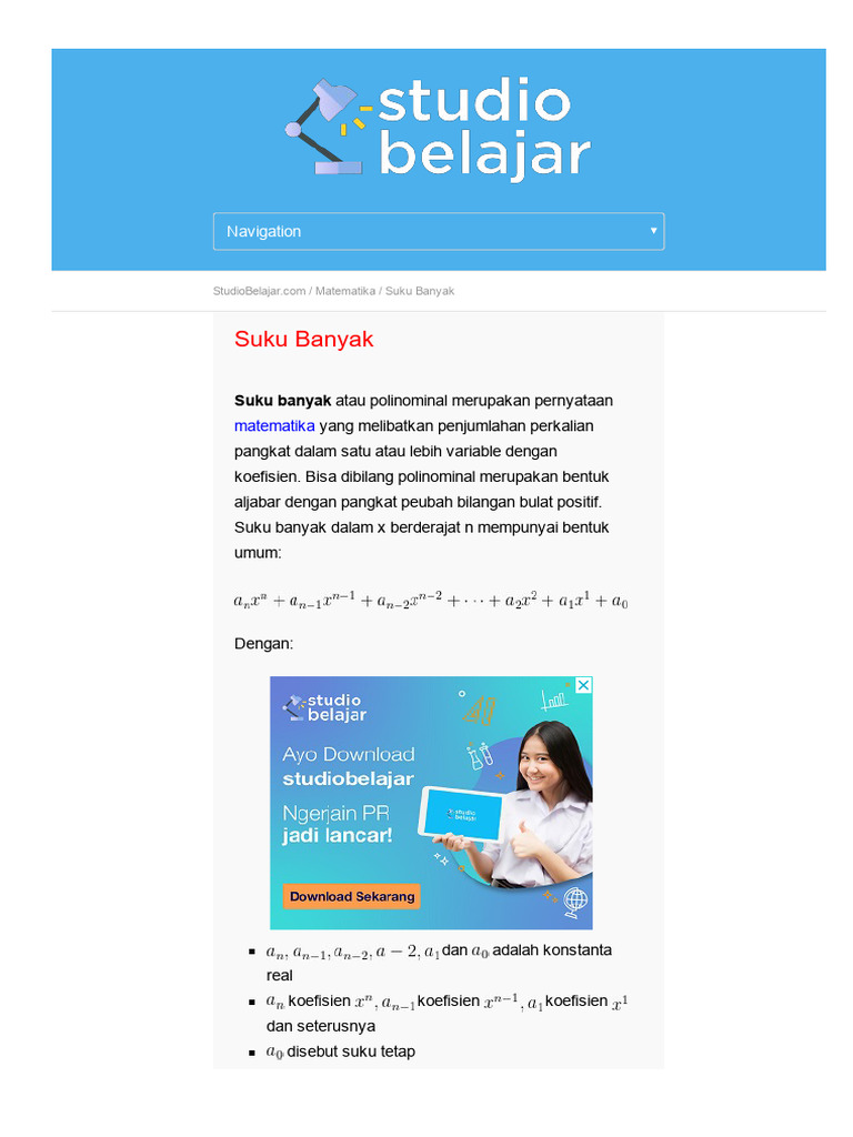 WWW Studiobelajar Com Suku Banyak | PDF