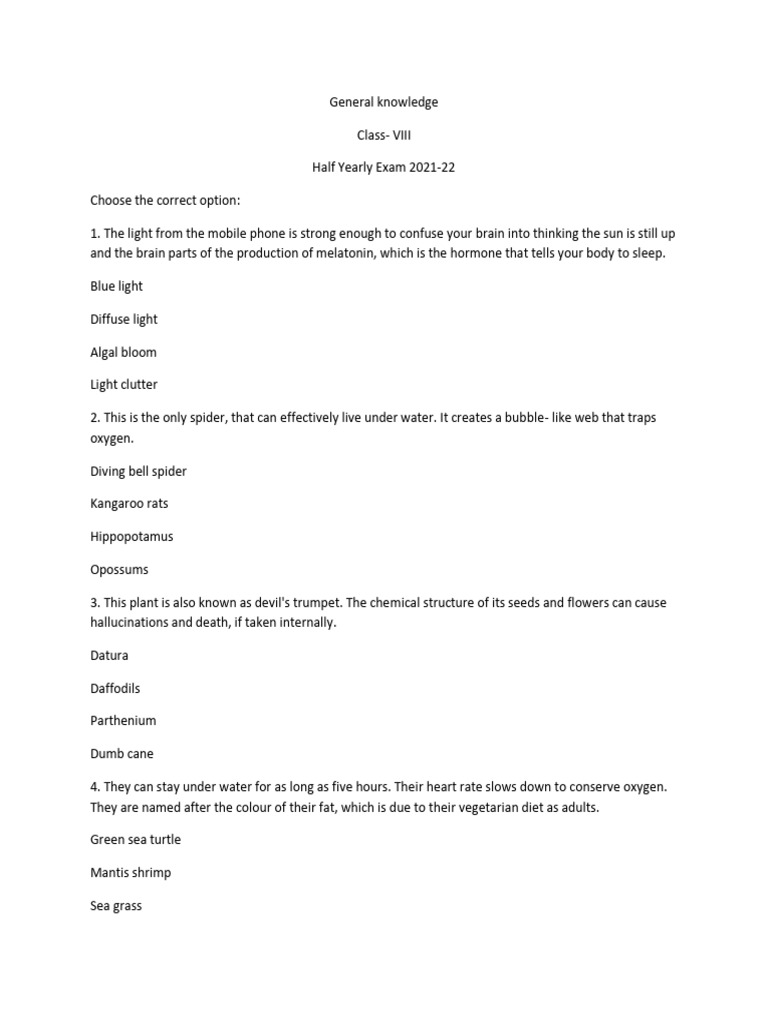 GK Class8 Term1 2021 22 | PDF