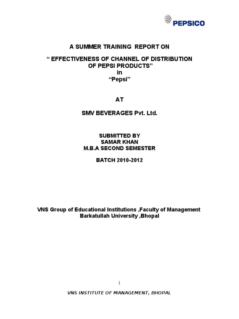 Pepsi Distribution Effectiveness Report | PDF | Pepsi Co | Foods
