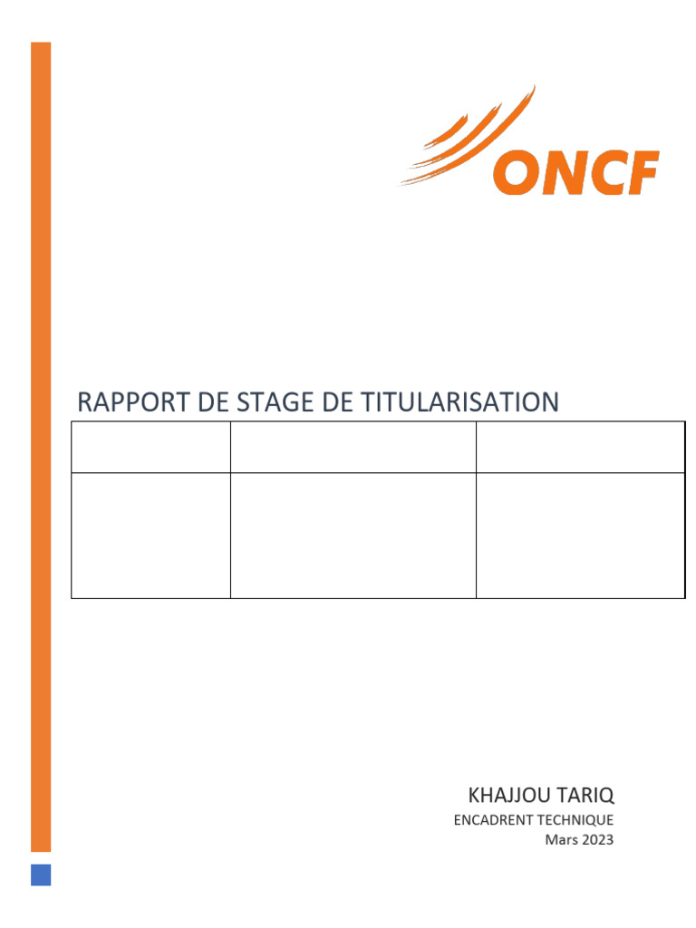 Rapport de Stage Oncf v-1 | PDF