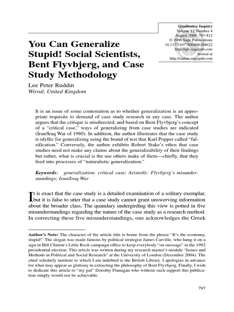 Ruddin 2006 You Can Generalize Stupid Social Scientists Bent Flyvbjerg ...