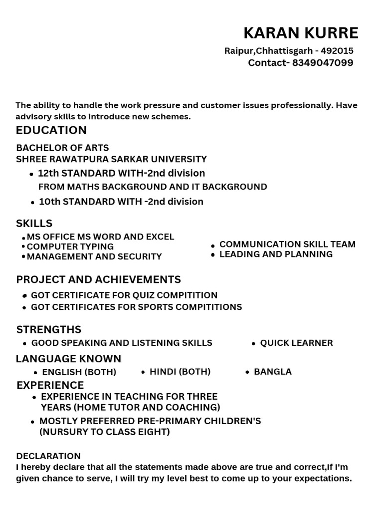 Resume Idea for job | PDF