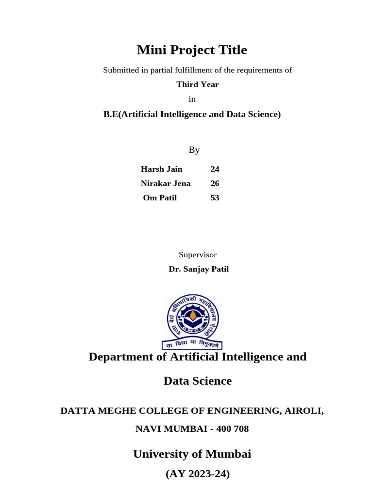 Miniproj Report | PDF