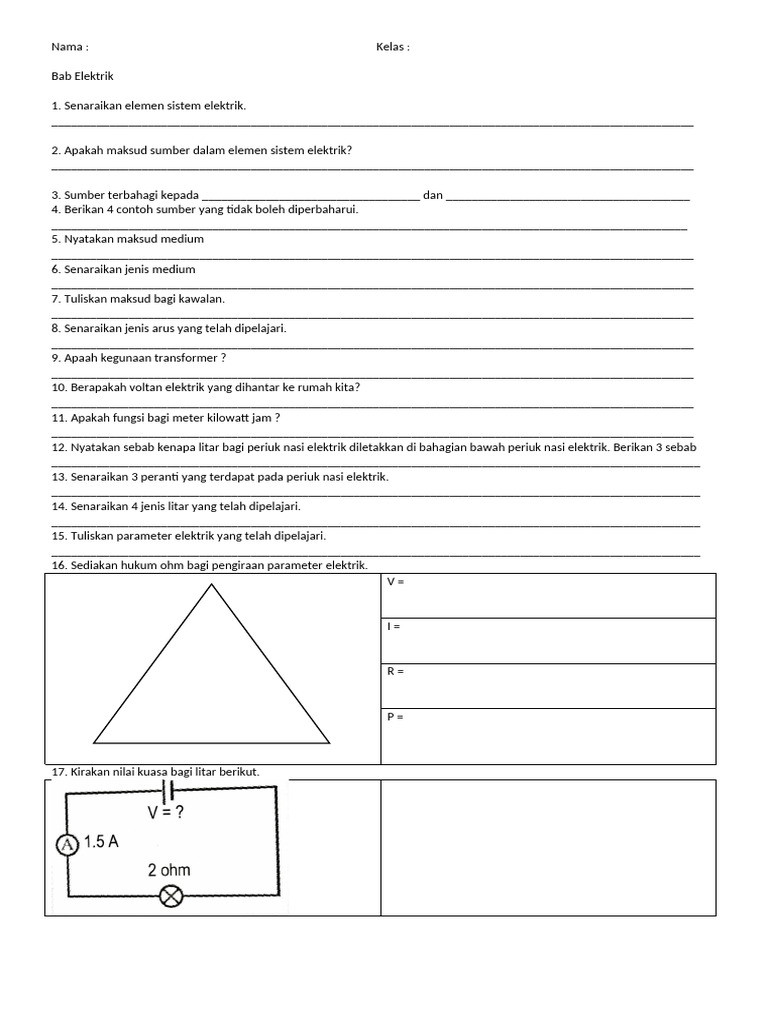 Latihan RBT T2 (Bab Elektrik) | PDF