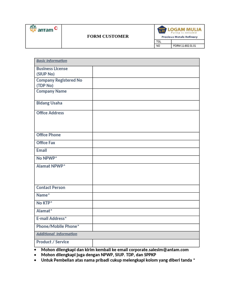 Form Customer New | PDF