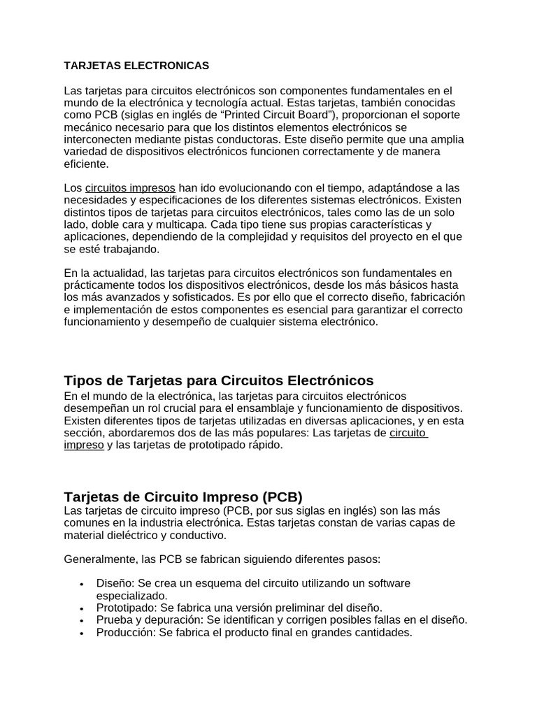 Tarjetas Electronicas | PDF