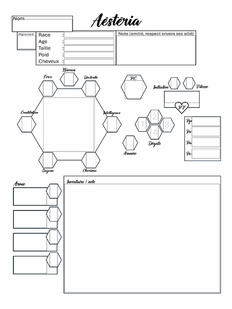 Personnage Aéstéria | PDF