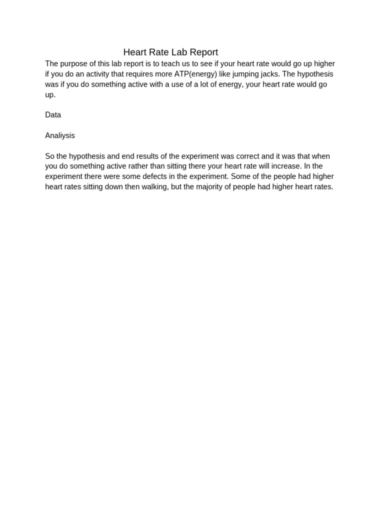 Heart Rate Lab Report | PDF