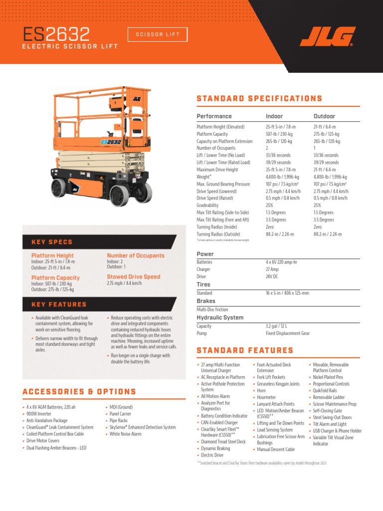 JLG Es2632 Specs | PDF
