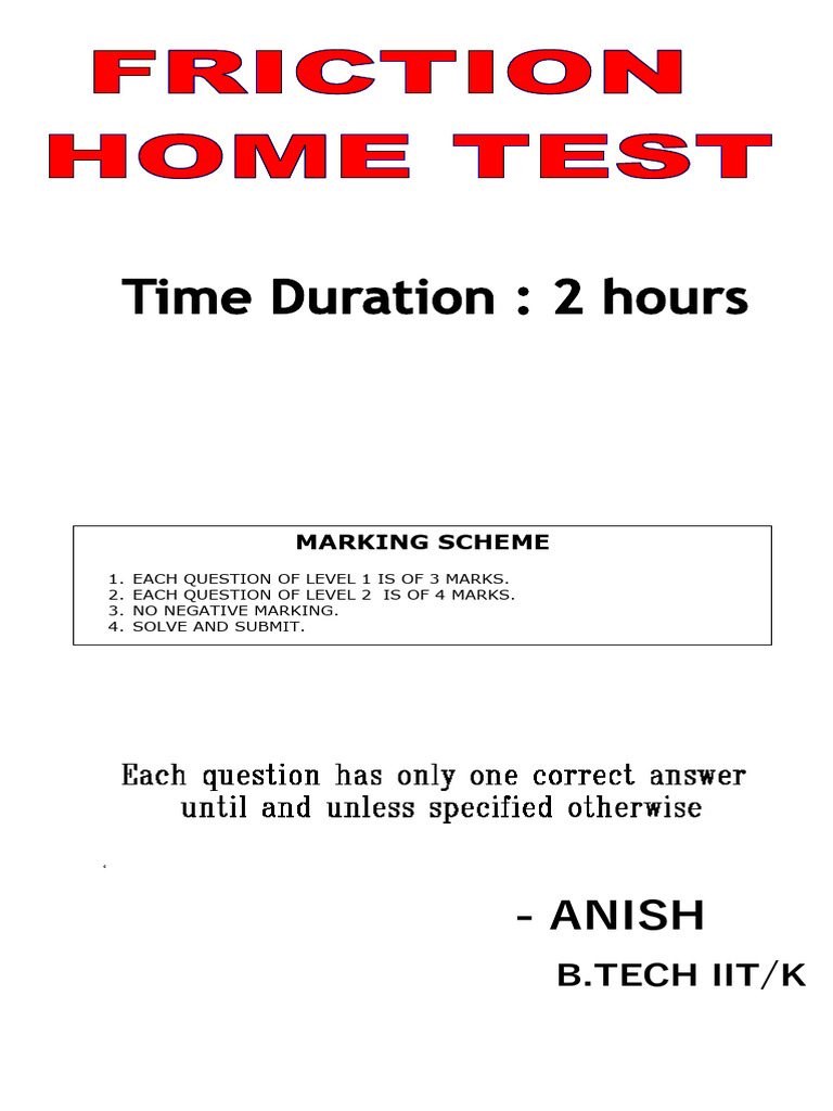 Friction HOME Test | PDF