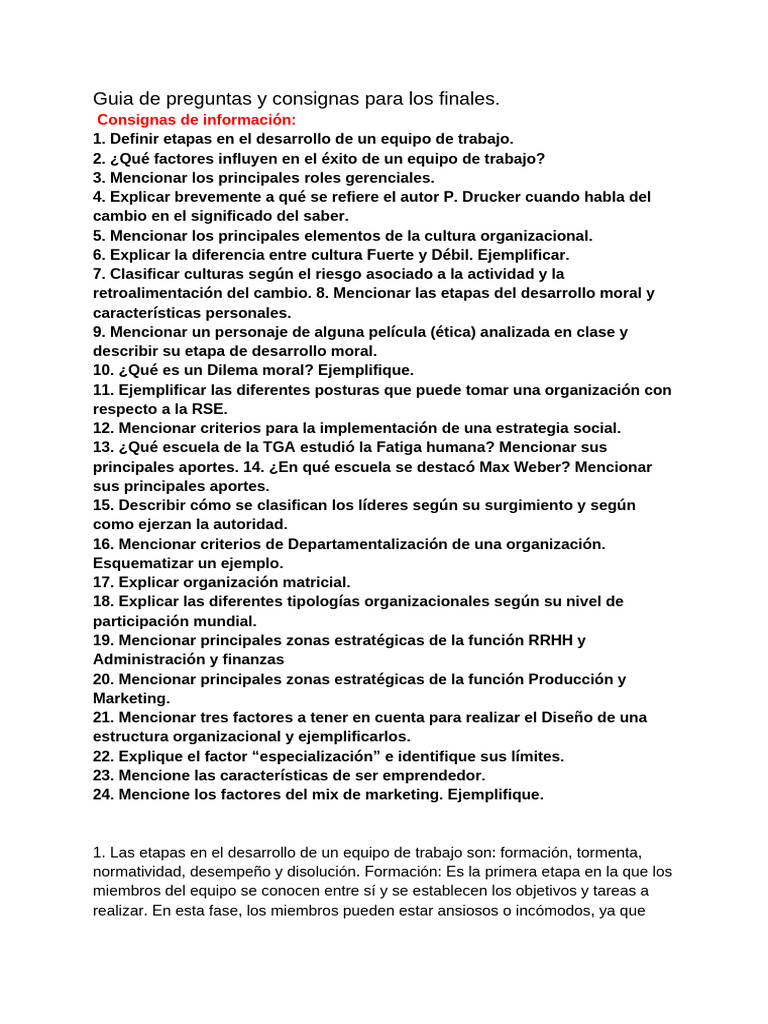 Guia de preguntas y consignas para los finales. | PDF