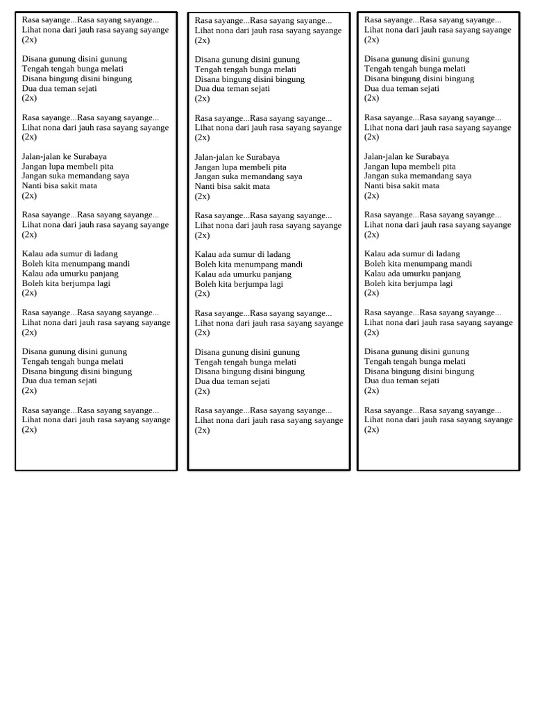 Lirik Lagu Rasa Sayange | PDF