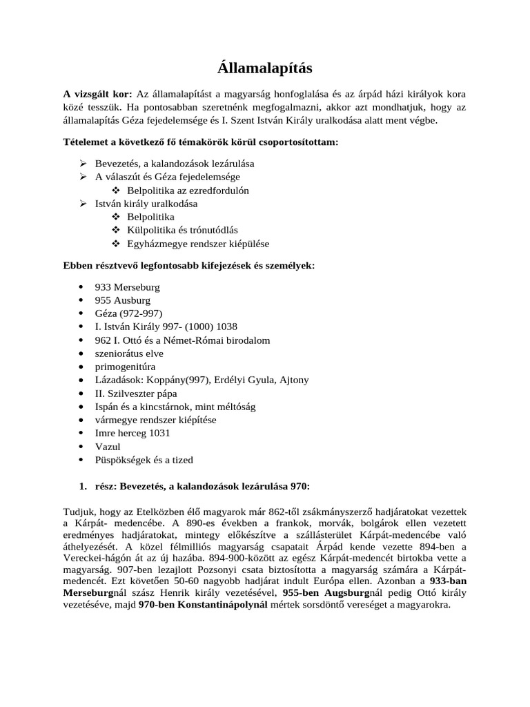 Államalapítás | PDF