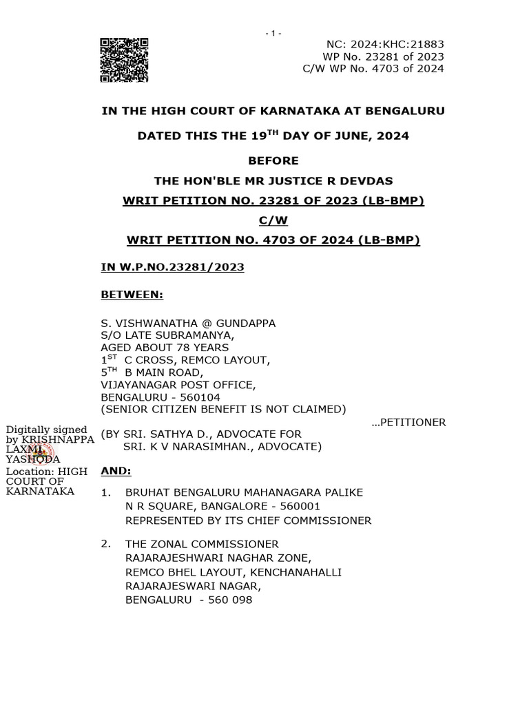 Vishwanatha V BBMP and Ors | PDF