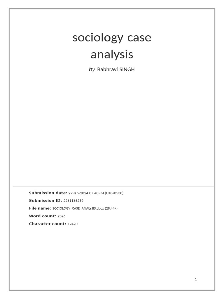 Sociology Case Analysis | PDF