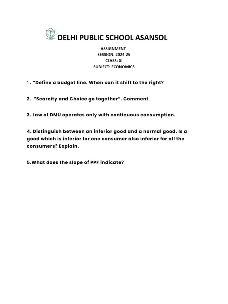 Class 11 economics assignment | PDF