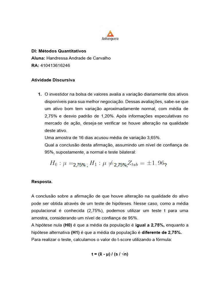 DI Métodos Quantitativos | PDF