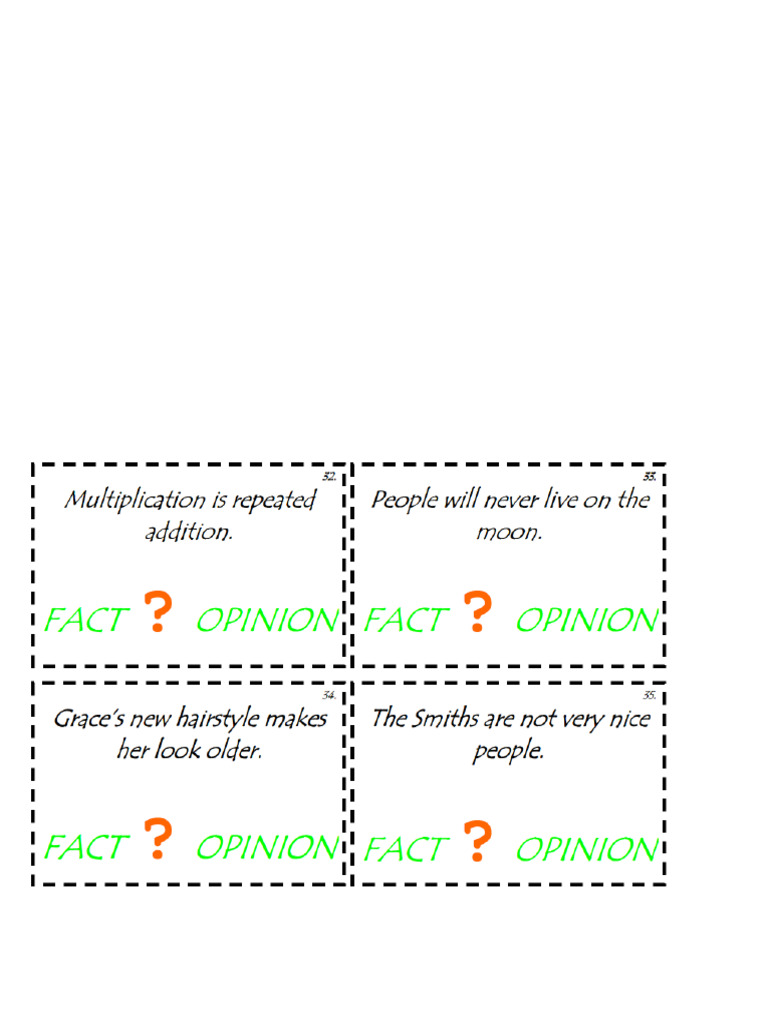 Fact-Opinion Cards - 2 | PDF
