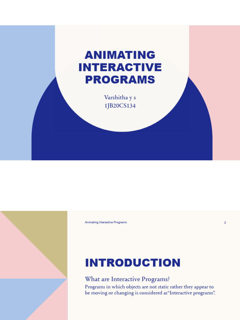 Animating Interactive Programs: Varshitha y S 1JB20CS134 | PDF