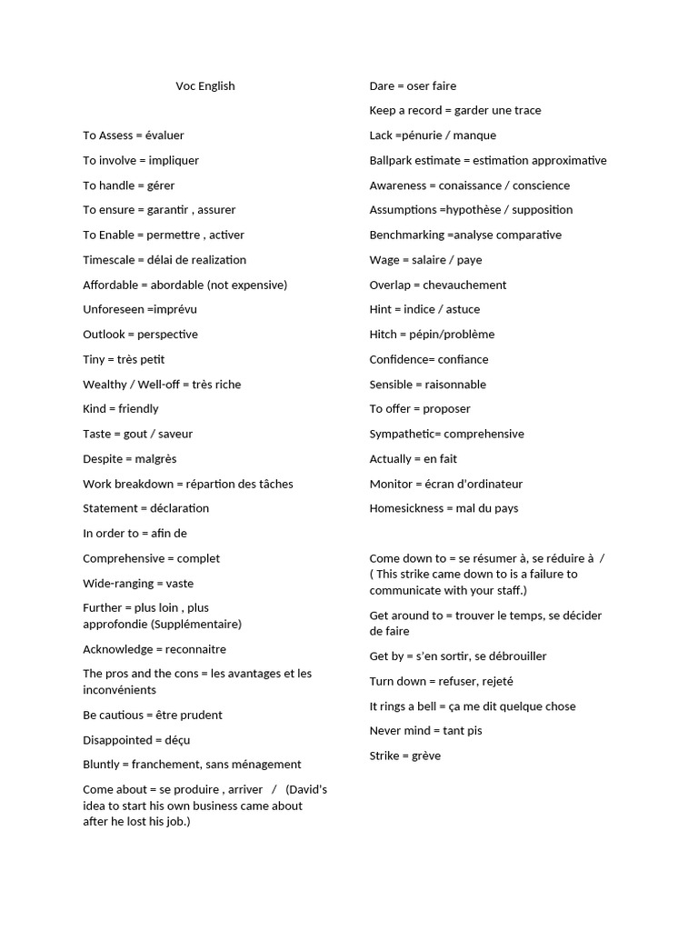 Voc Anglais | PDF