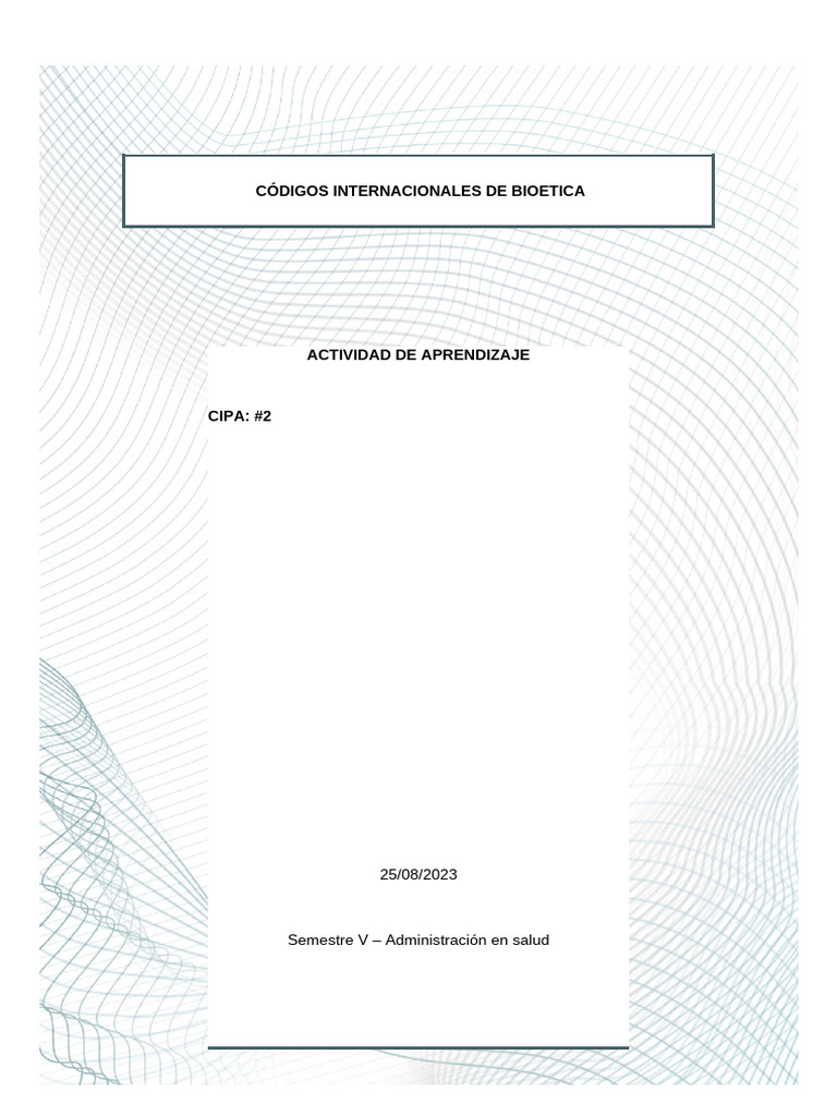 Actividad de Aprendizaje de Bioetica Unidad 1 | PDF