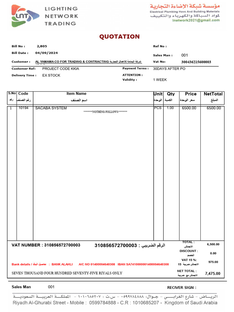 Quotation: Nettotal Price Qty Unit | PDF