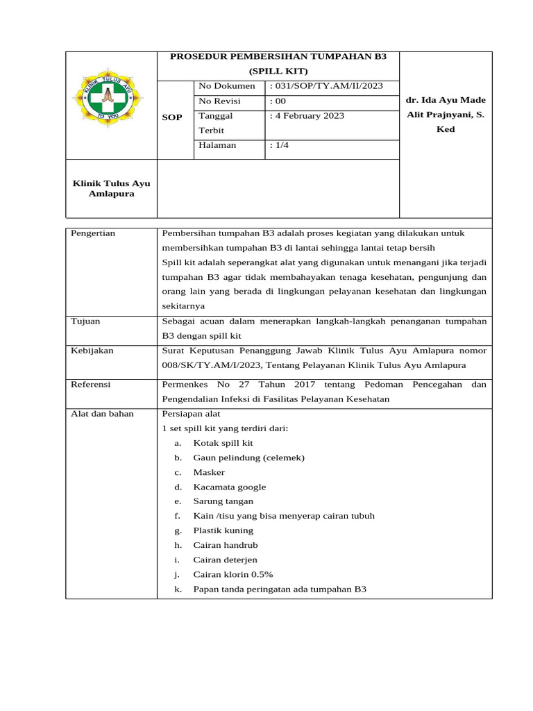 Sop Tumpahan B3 | PDF