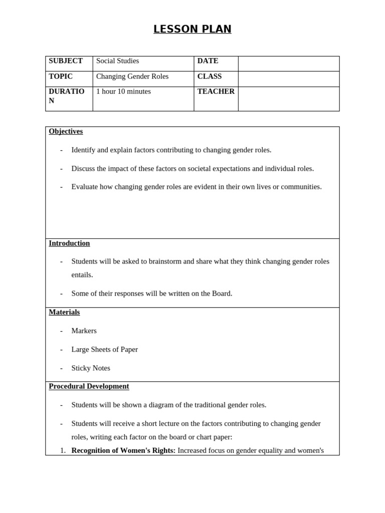 Changing Gender Roles | PDF