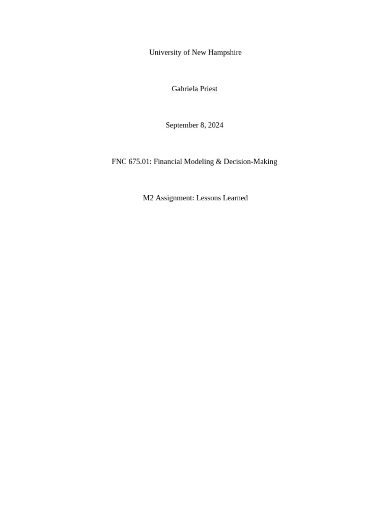 M2 Assignment Lessons Learned | PDF