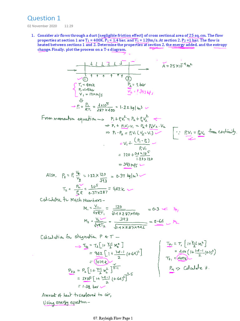 Solved Examples - Rayleigh Flow | PDF
