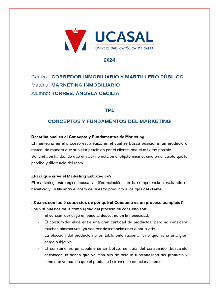 Marketing Inmobiliario UCASAL TP1 | PDF