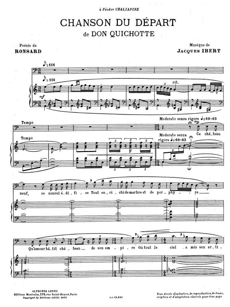 Ibert - Chansons de Don Quichotte | PDF