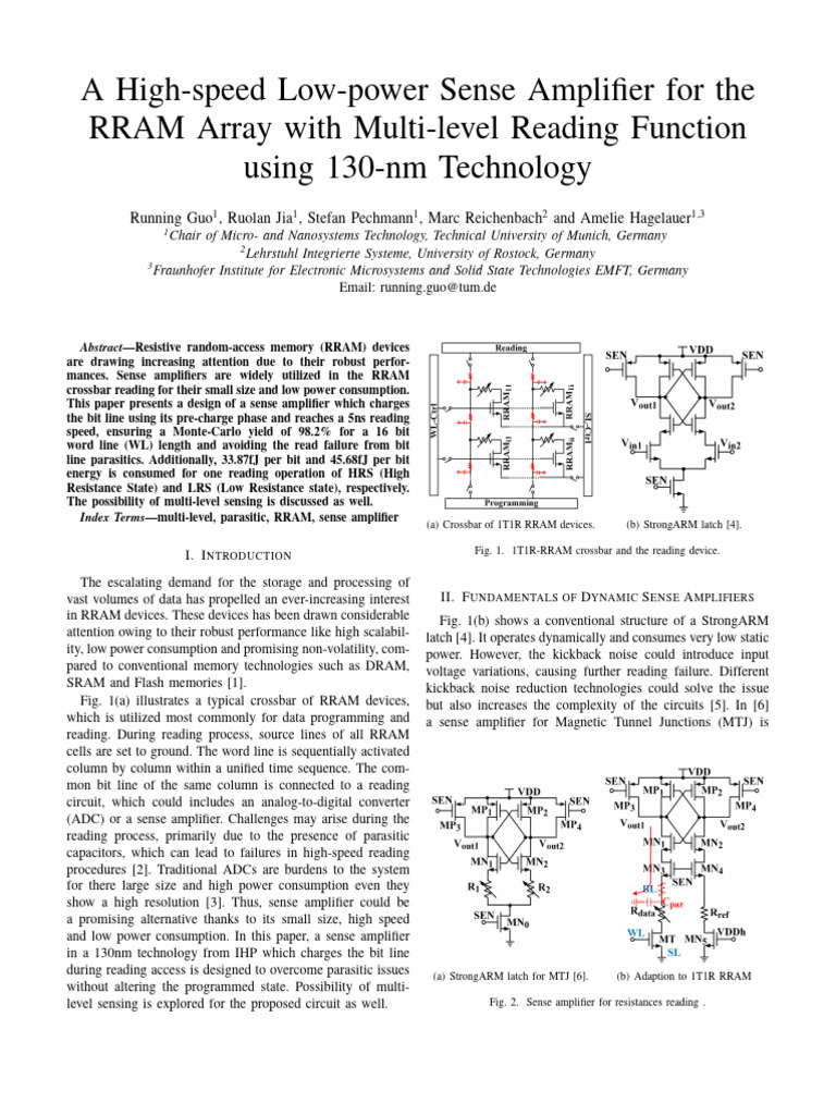 2023 - A High-Speed Low-Power Sense Amplifier For The | PDF