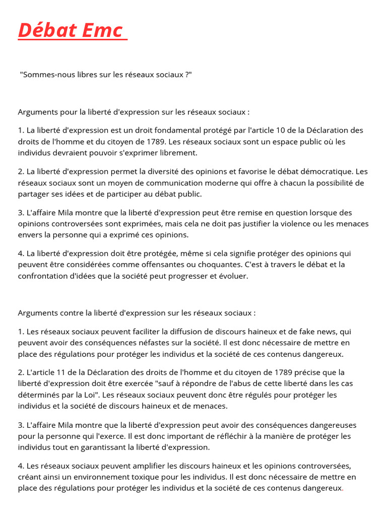 Débat Emc | PDF