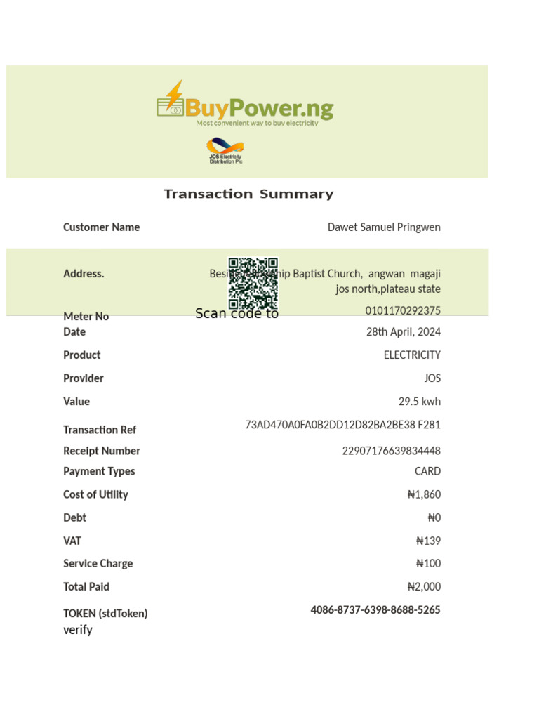 Copy Buy Power Receipt Sample | PDF