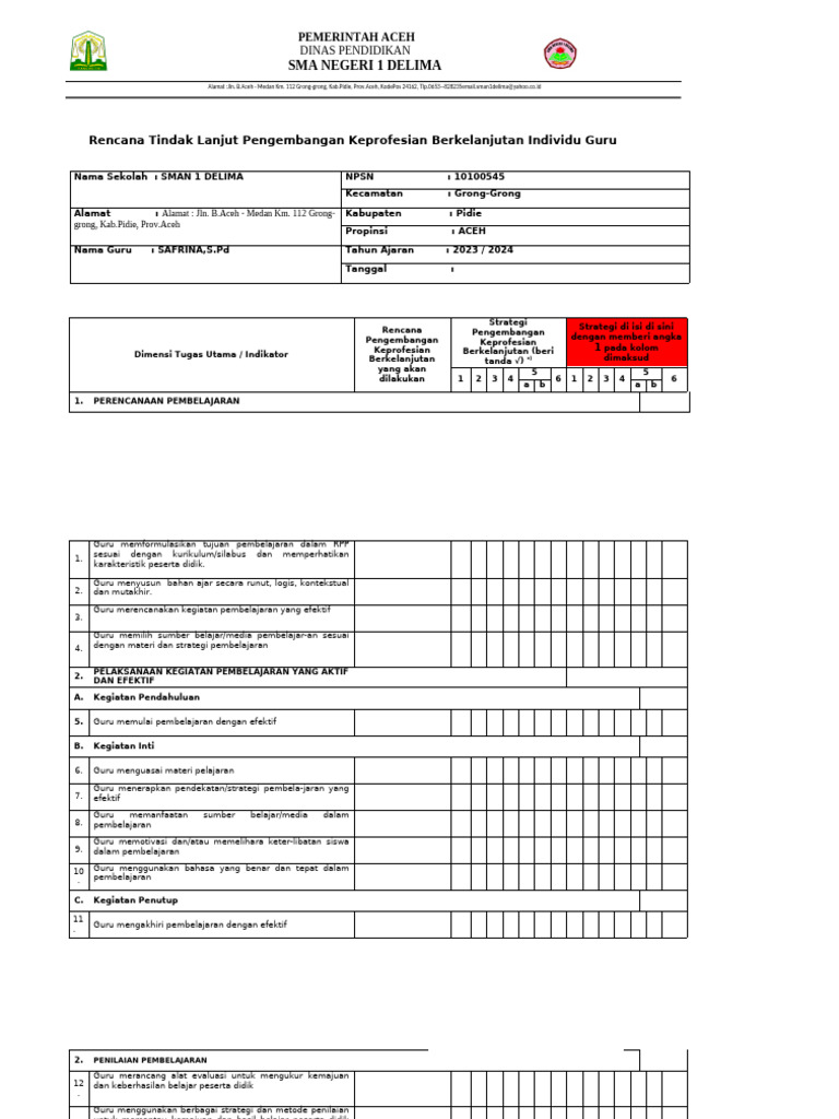 Program Tindak Lanjut | PDF