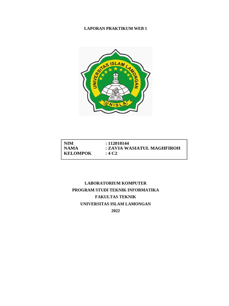 Laporan Praktikum Pweb Zavia | PDF