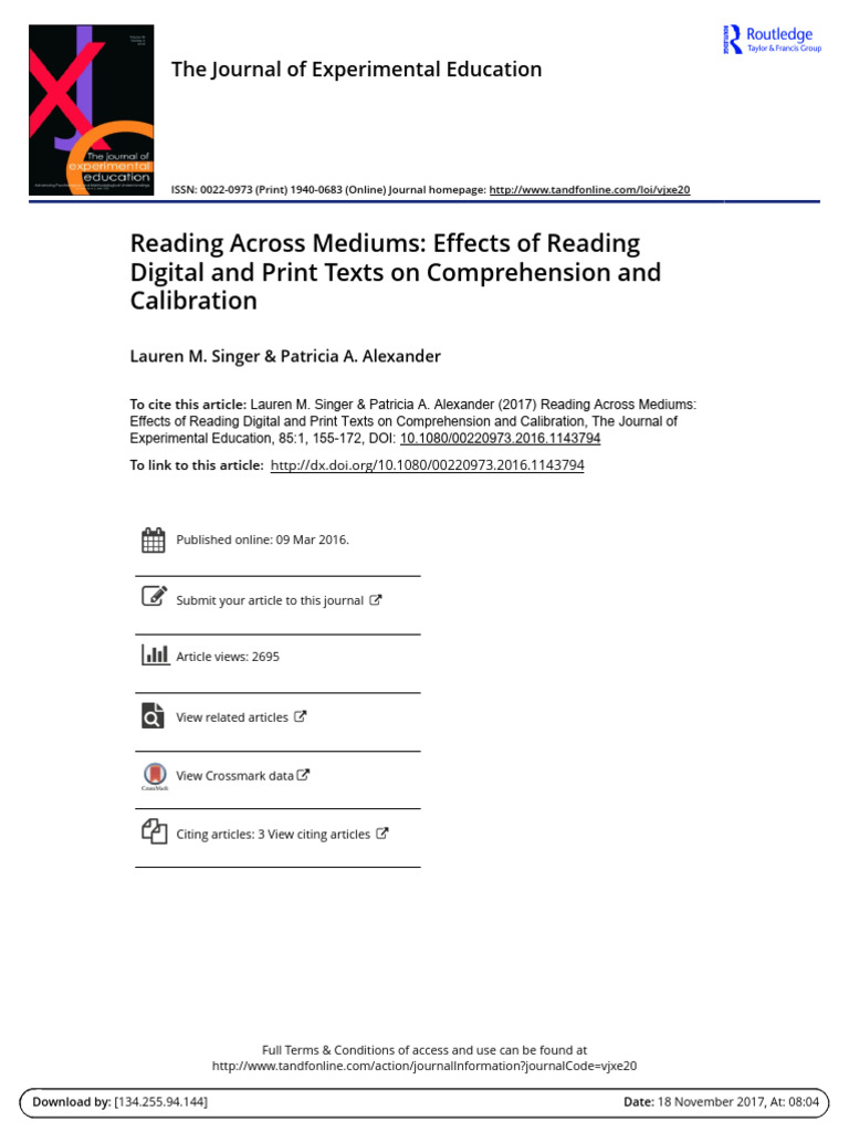 Digital vs. Print: Comprehension Effects | PDF | Reading Comprehension ...