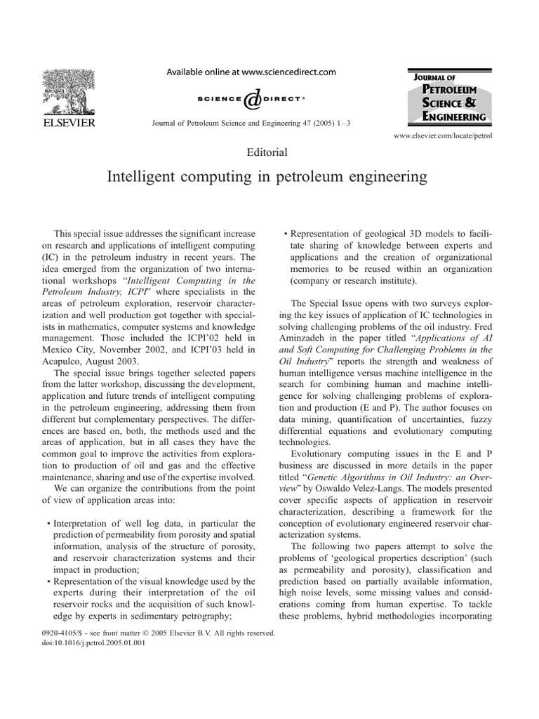 Intelligent Computing in Petroleum Engin | PDF