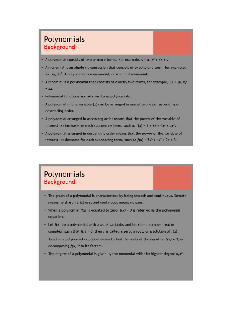 Polynomials and Calculus | PDF