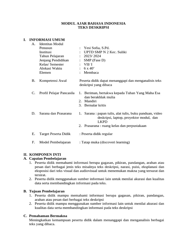 Modul Ajar - Membaca | PDF