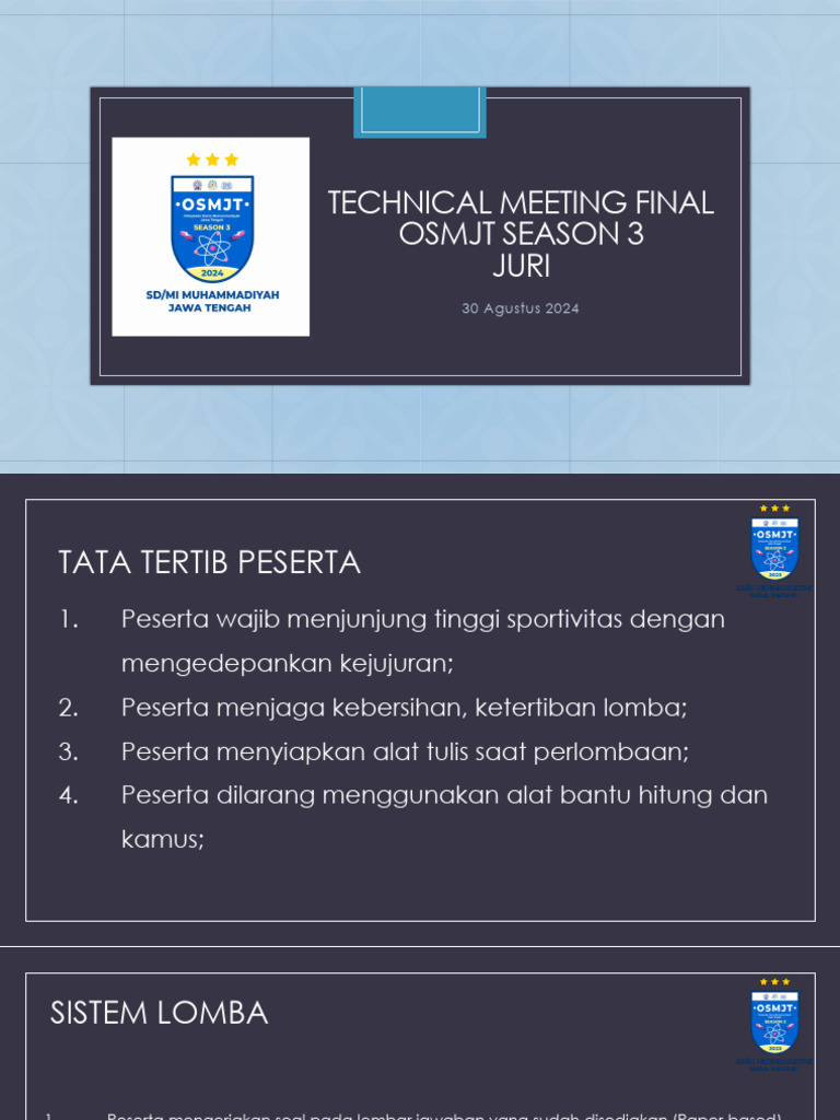 Technical Meeting Semifinal OSMJT Season 3 | PDF