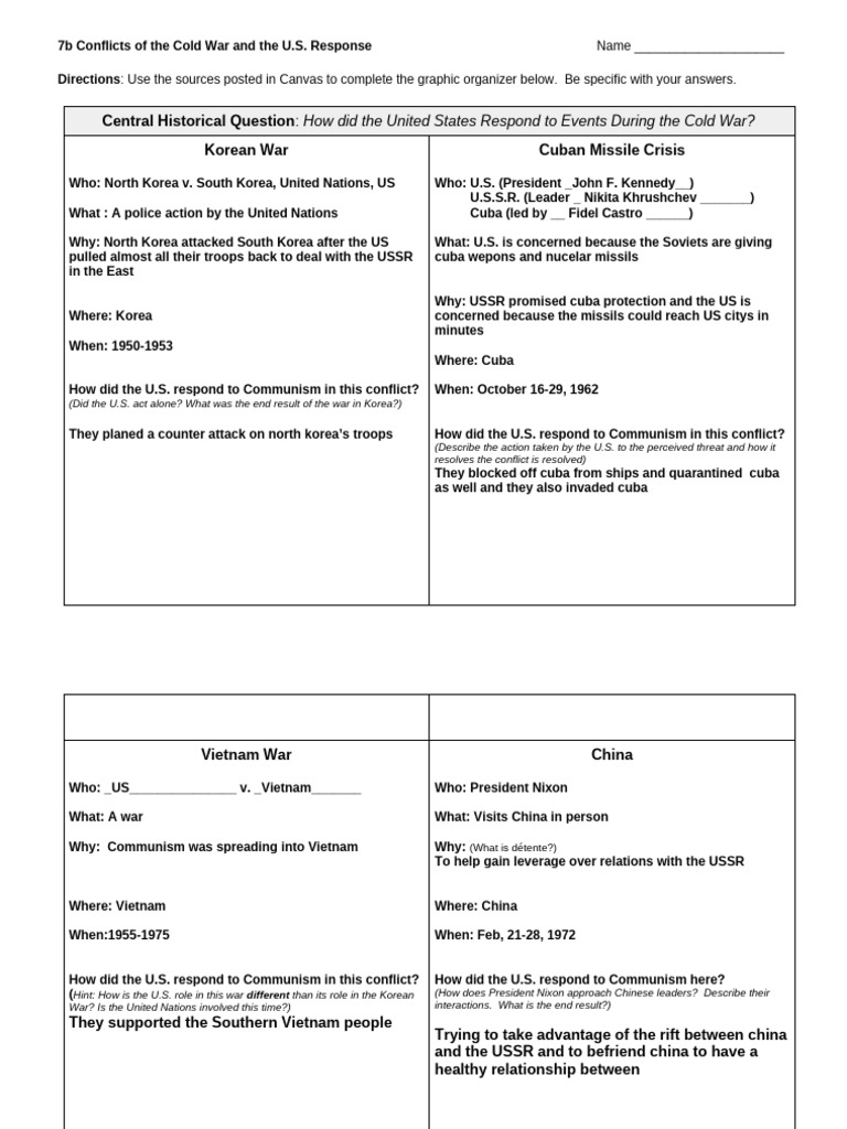 7b Formative - U.S. Response To Cold War Events | PDF | Cold War | Cuba