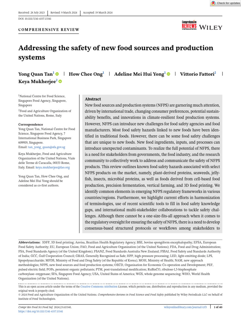 Comp Rev Food Sci Food Safe - 2024 - Tan - Addressing The Safety of New ...