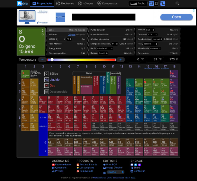 Tabla Periódica - Ptable - Propiedades - Serie | PDF